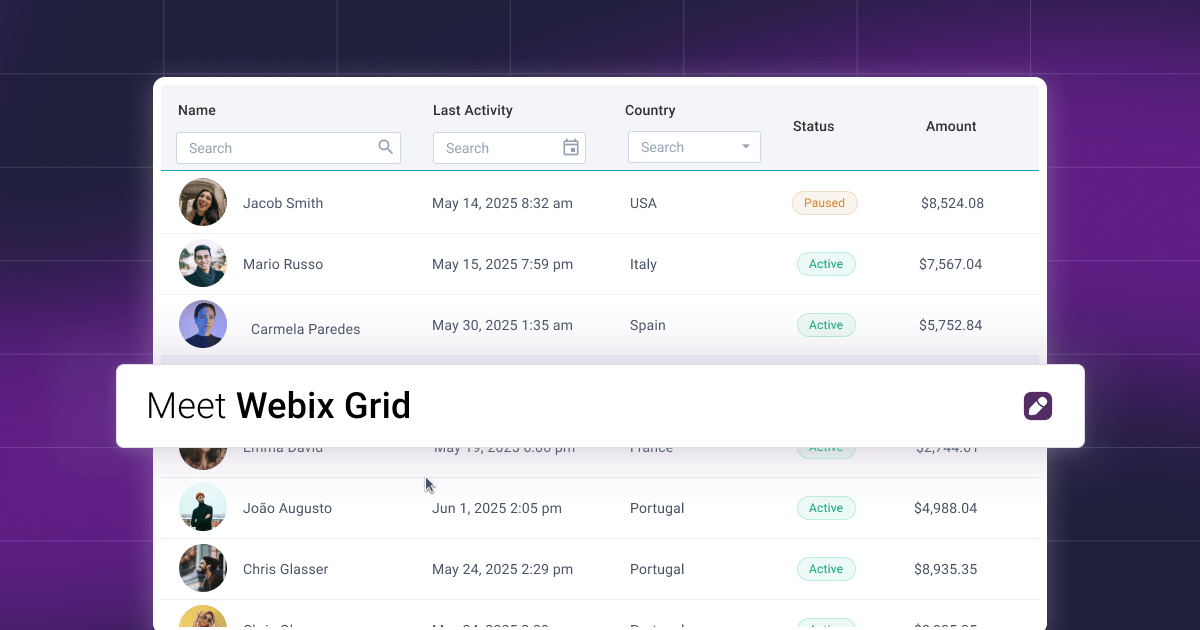 Meet Webix Grid – New Fast & Lightweight JavaScript DataGrid